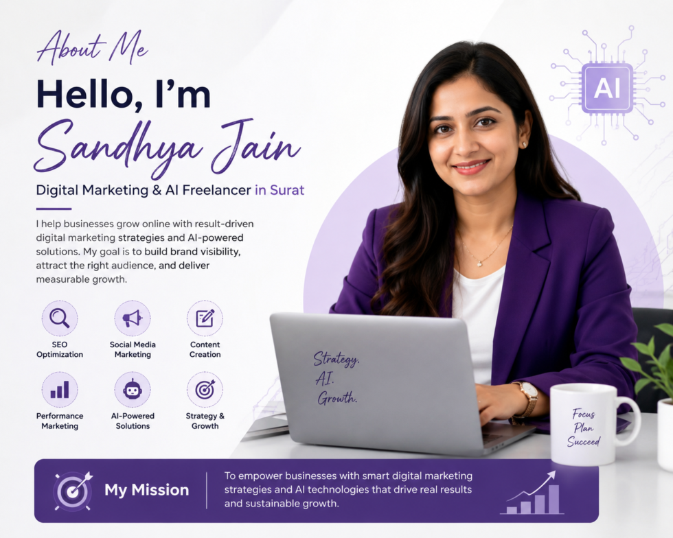 Best digital marketing & AI freelancer in Surat | sandhya Jain